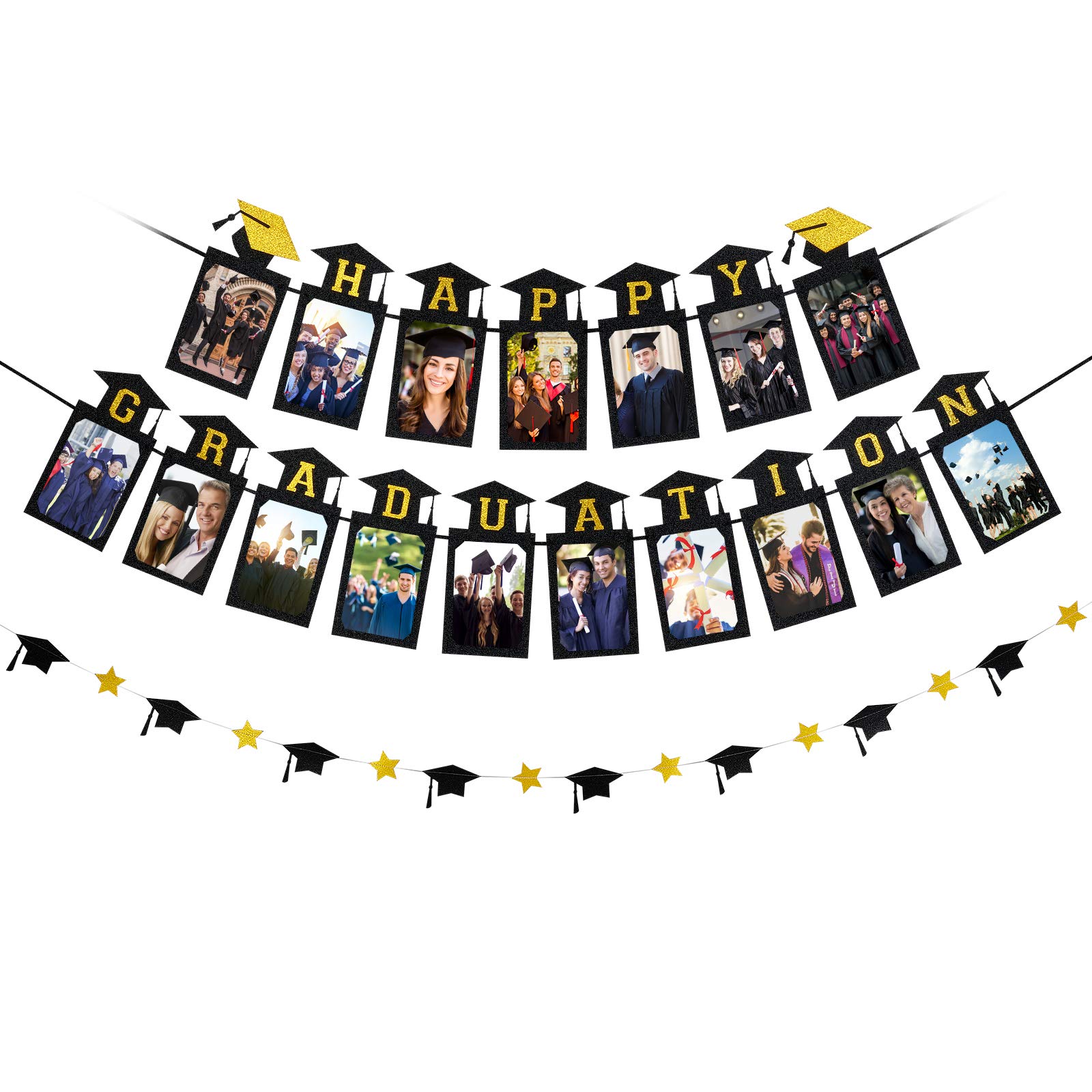 2021 Graduation Photo Banner Black And Gold Glitter Happy Graduation ...