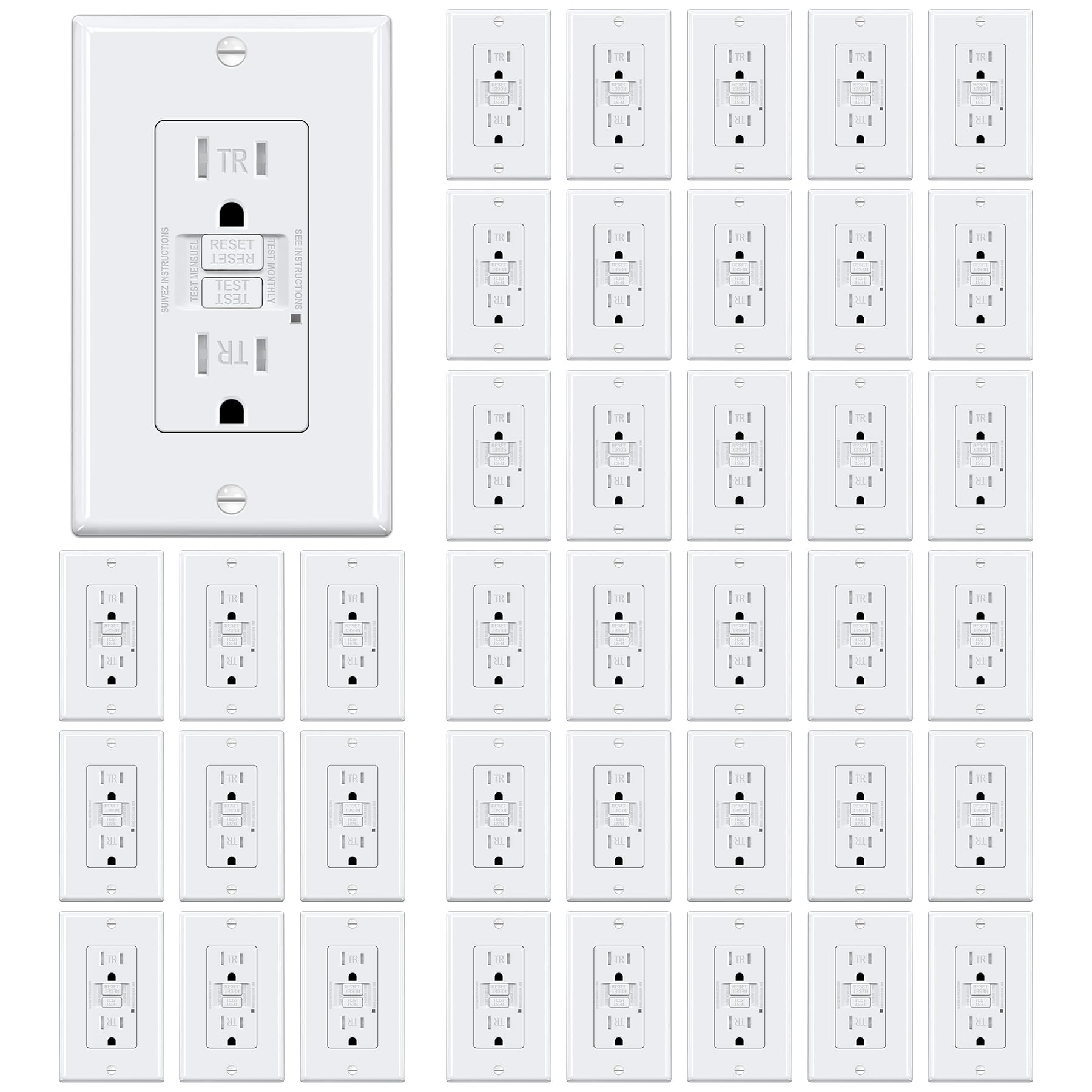 Snapklik.com : ELECTECK 40 Pack GFCI Outlets 15 Amp, Tamper Resistant ...