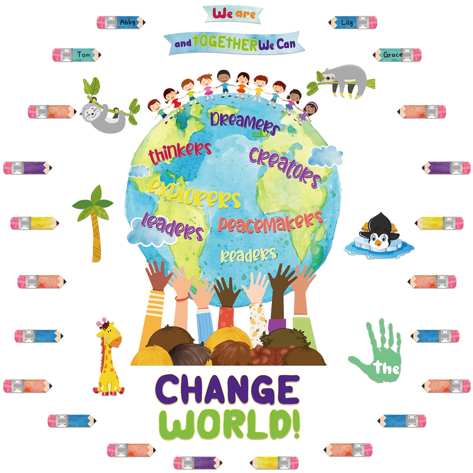 Buy 75 Pieces Change the World Bulletin Board Decoration We Are and ...
