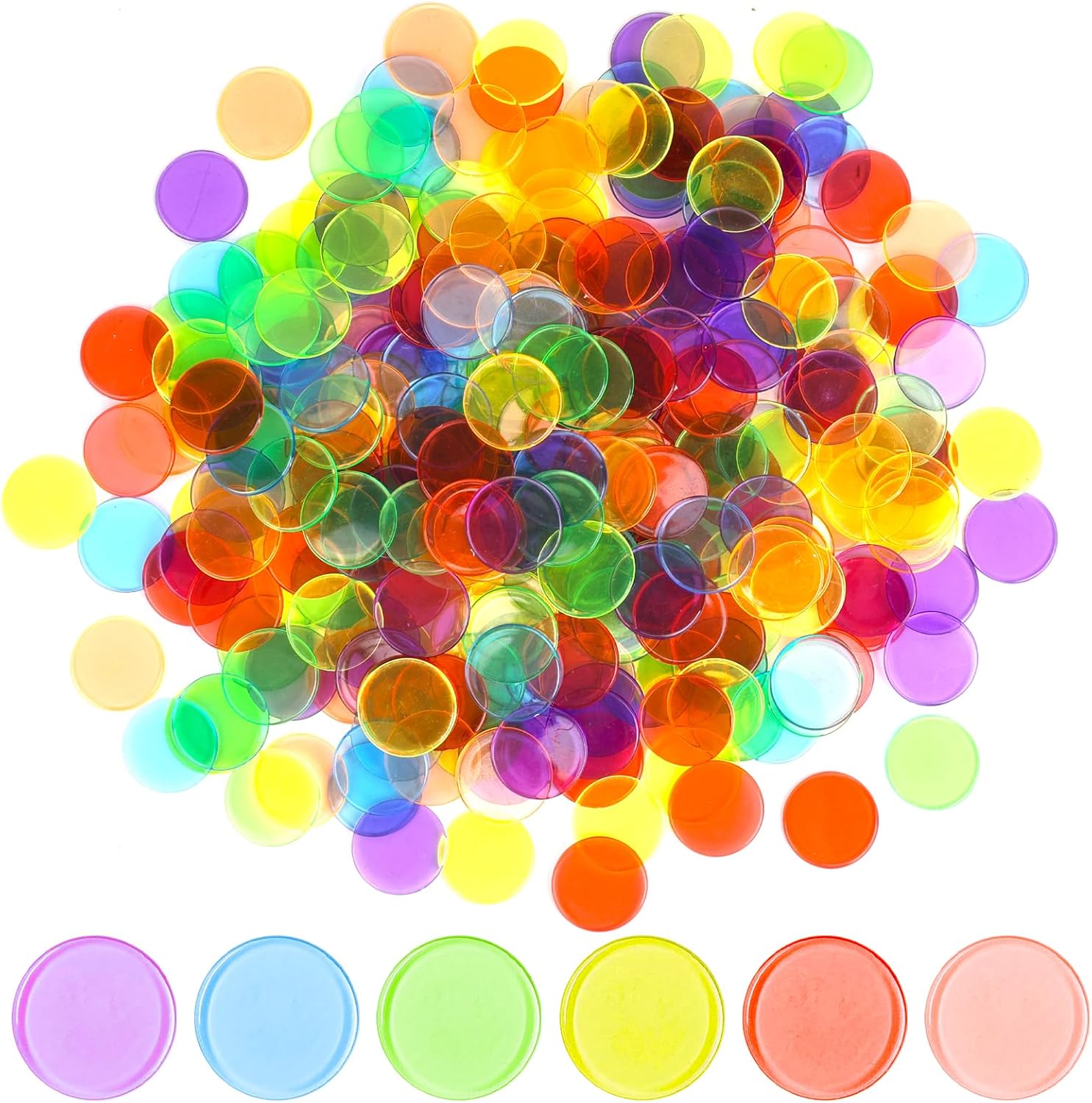 Amazon.com : MCPINKY 900 Pieces 3/4 inch Transparent 6 Color Bingo ...