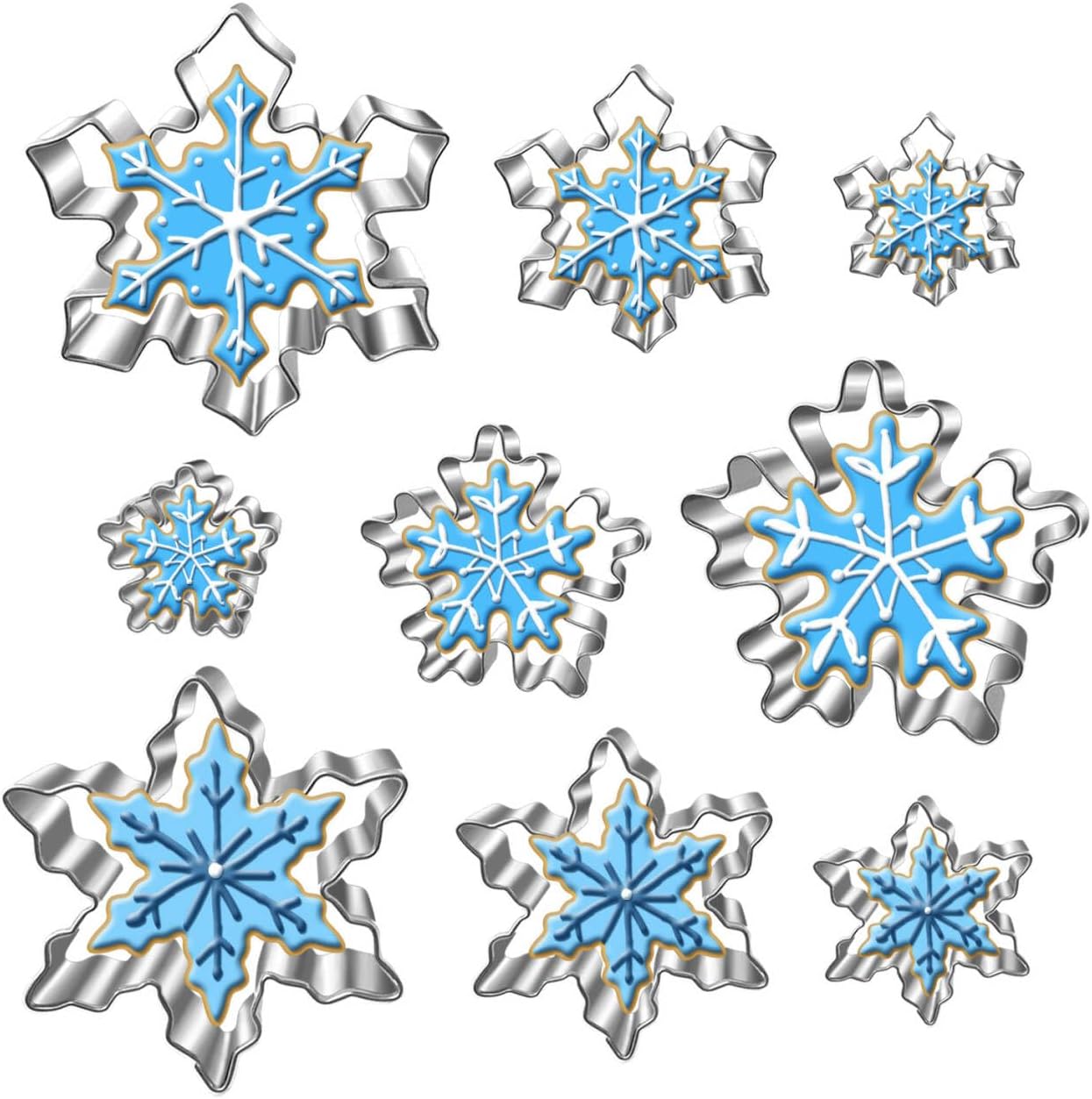 Amazon.com: Snowflake Cookie Cutter Set of 10 pcs, Stainless Steel ...