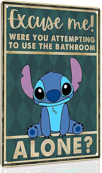 Amazon.com: Funny Stitch Bathroom Decor Cute Bathroom Door Sign Excuse ...
