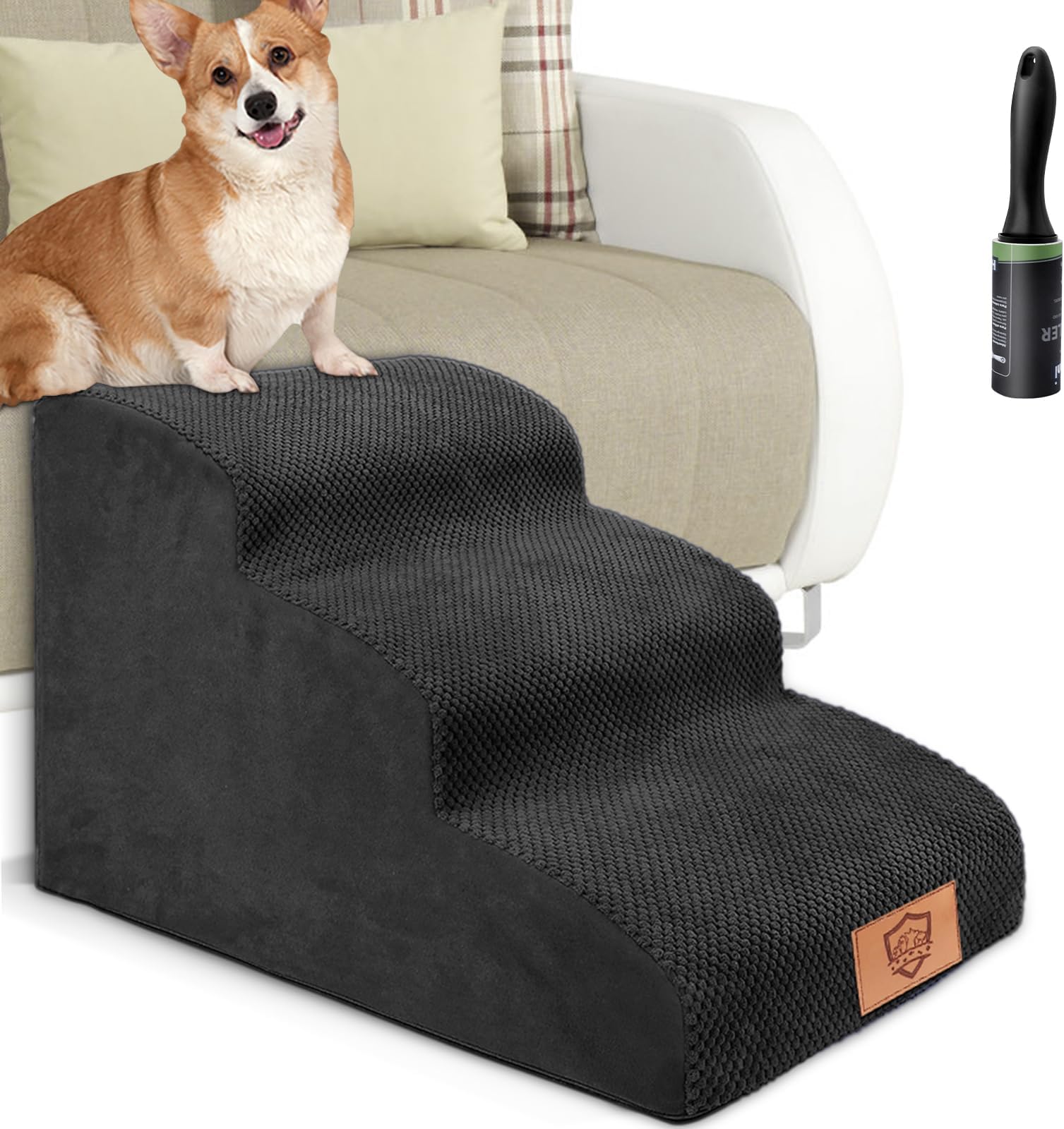 MASTERTOP Dog Stairs, 3-Steps High Density Foam Pet Steps, Puppy Stair ...