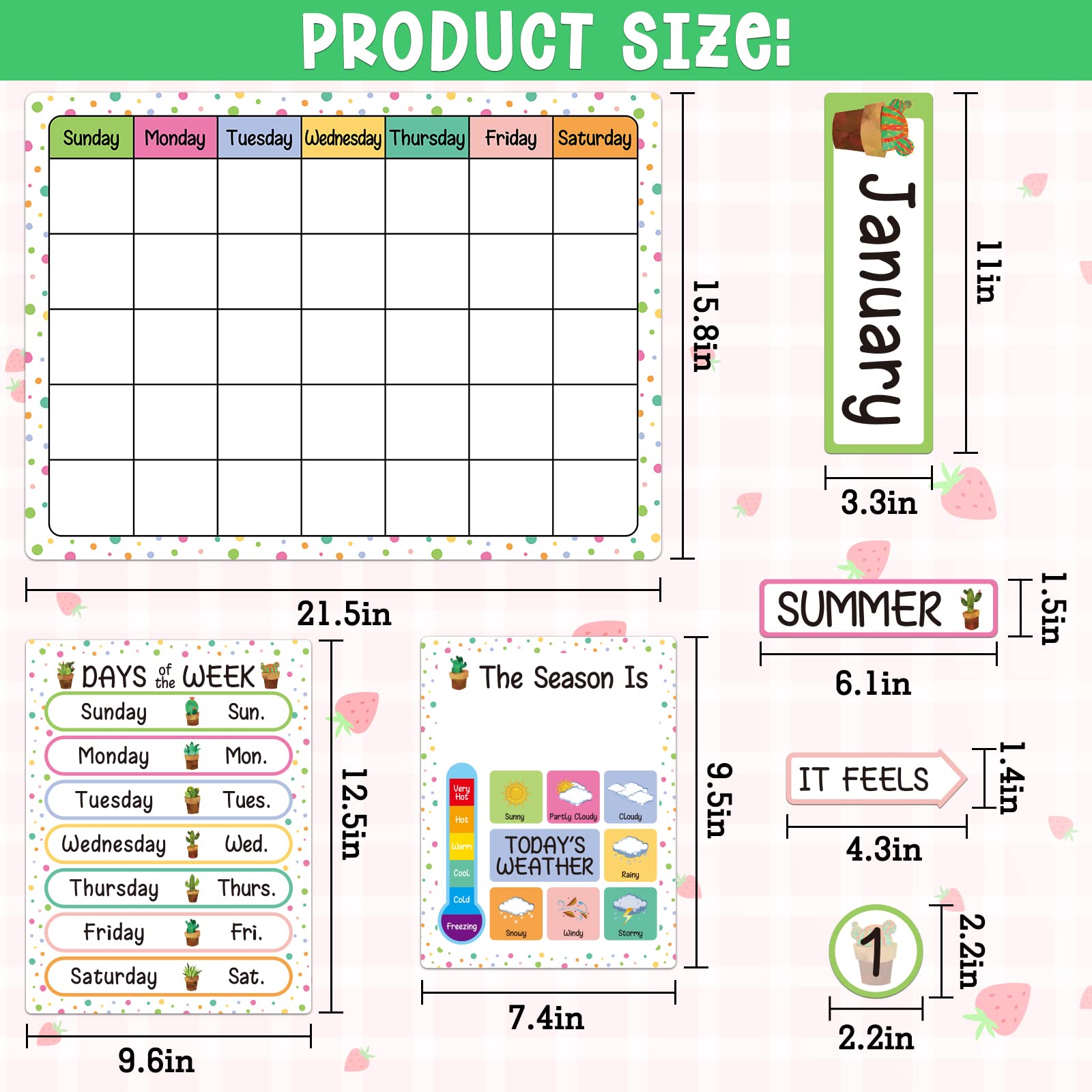 Snapklik.com : 98 Pieces Cactus Calendar Bulletin Board Set Classroom ...