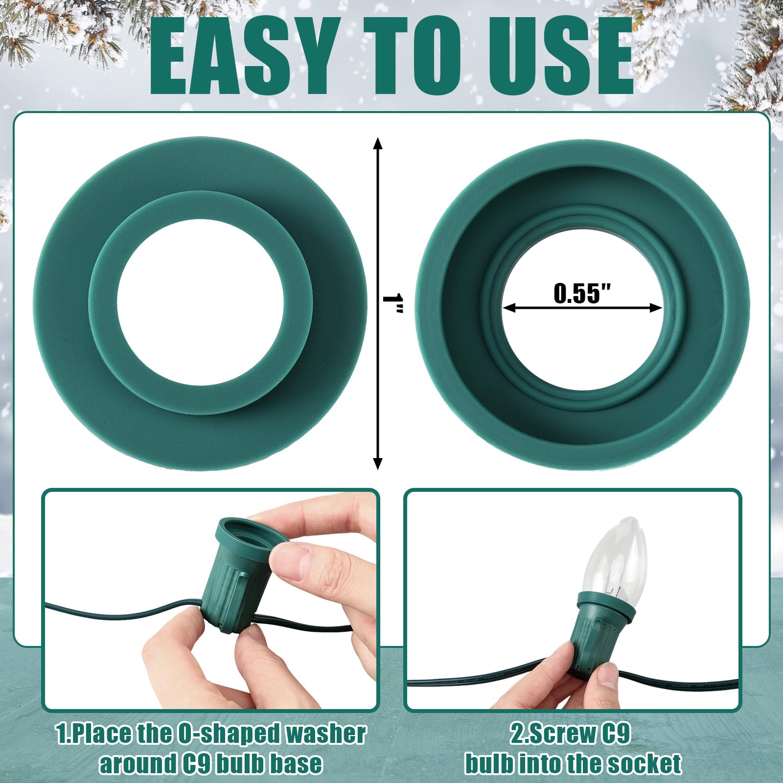 Snapklik.com : Innconee 50 Pcs C9 Seal Ring Christmas Socket O-Ring ...