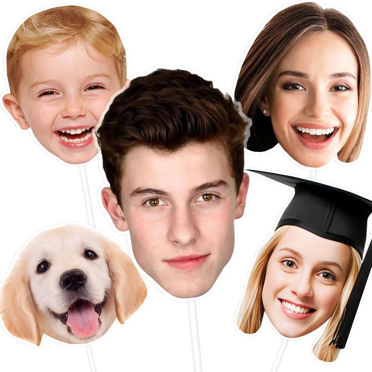 Amazon.com: Head Cutouts on a Stick Custom Face Photo Cutout Fans ...