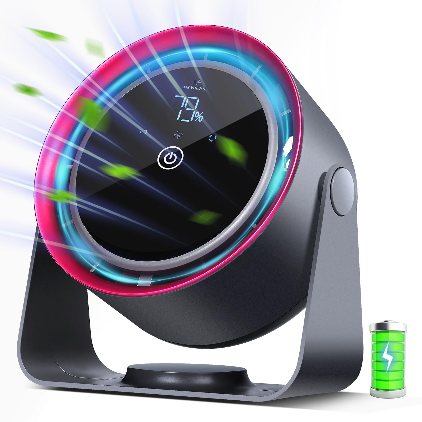 Amazon.com: Nezylaf Rechargeable Desk Fan, 5-Speed Quiet Strong Airflow ...