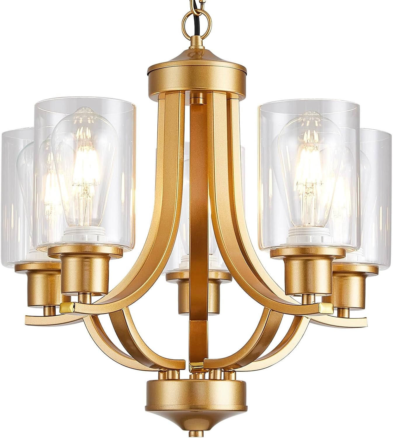 TELAFLY 5-Light Dining Room Chandelier,Modern Small Chandeliers Gold ...