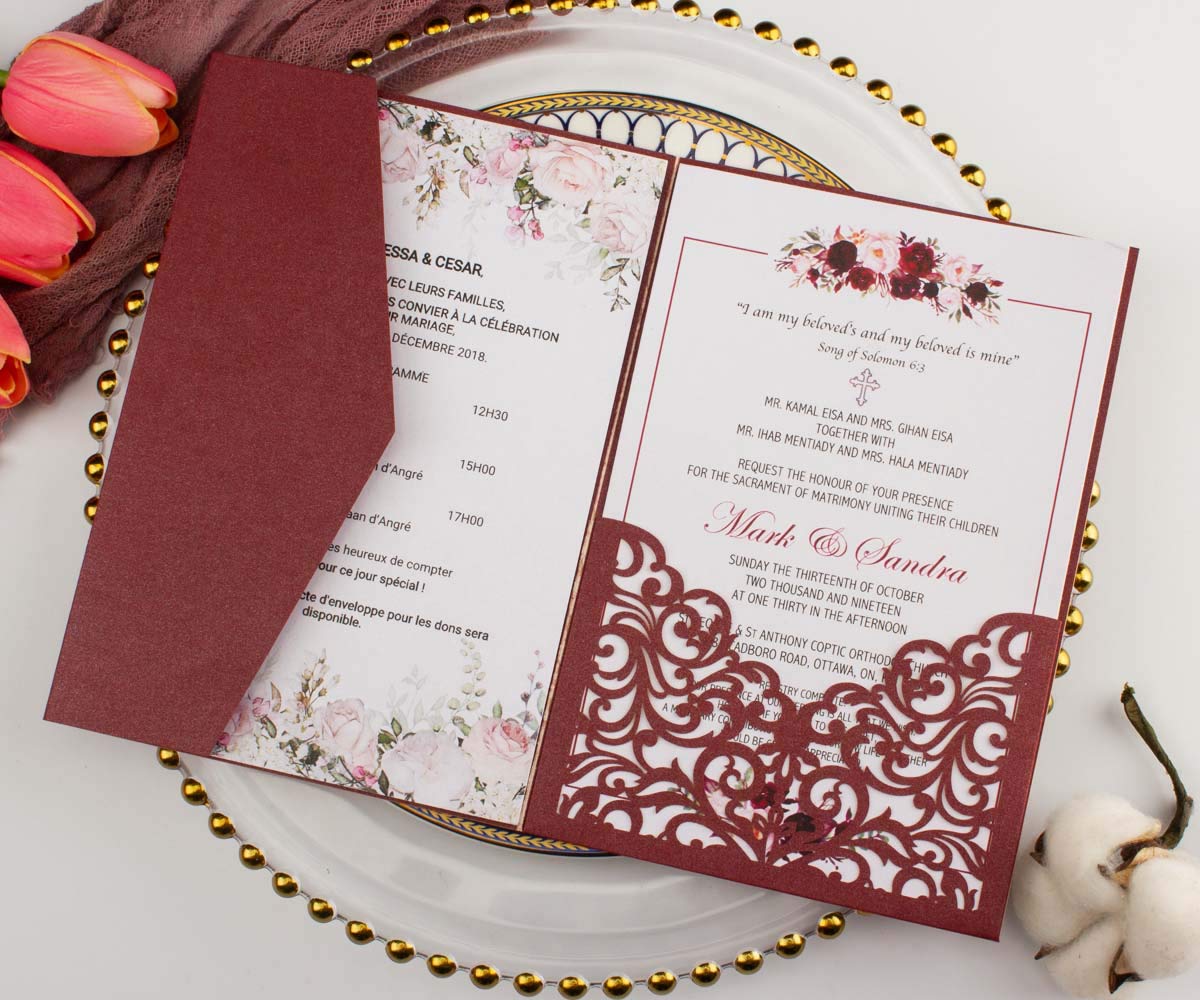 Maroon Wedding Invitation Kits Burgundy And Blush Wedding Stationery