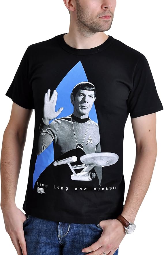 Star Trek Herren T-Shirt Logo Enterprise Mr. Spock, Baumwolle schwarz ...