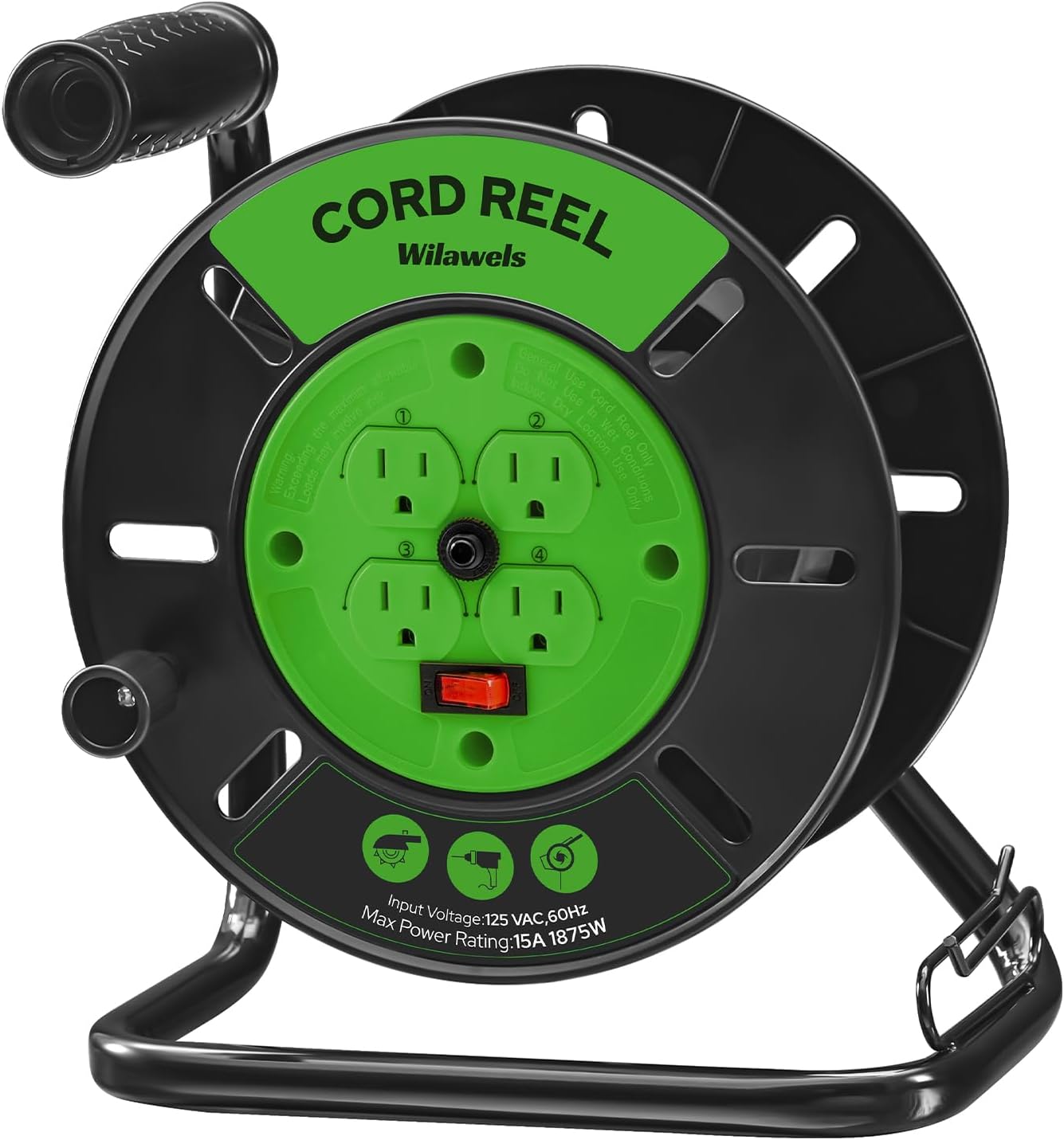 Amazon.com: WILAWELS Extension Cord Storage Reel with 4-Grounded ...