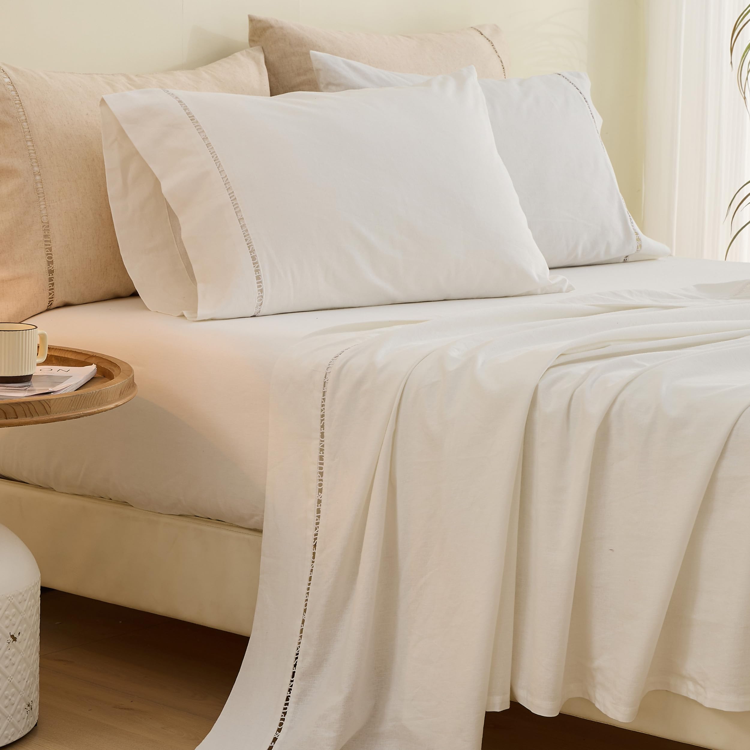 Amazon.com: Simple&Opulence French Linen Sheet Set King Size, 4 Pcs ...