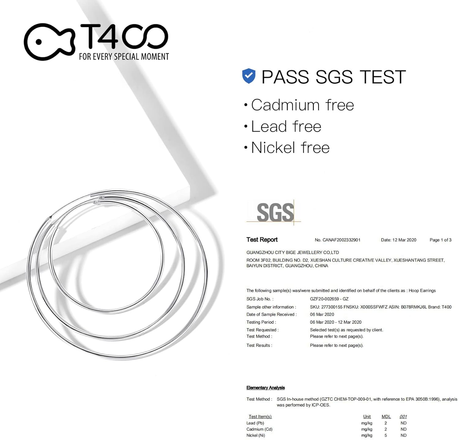 T400 Creolen Silber 925 Ohrringe Damen Groß Runde Kreolen Ohrschmuck für Frauen Freundin Mädchen ...