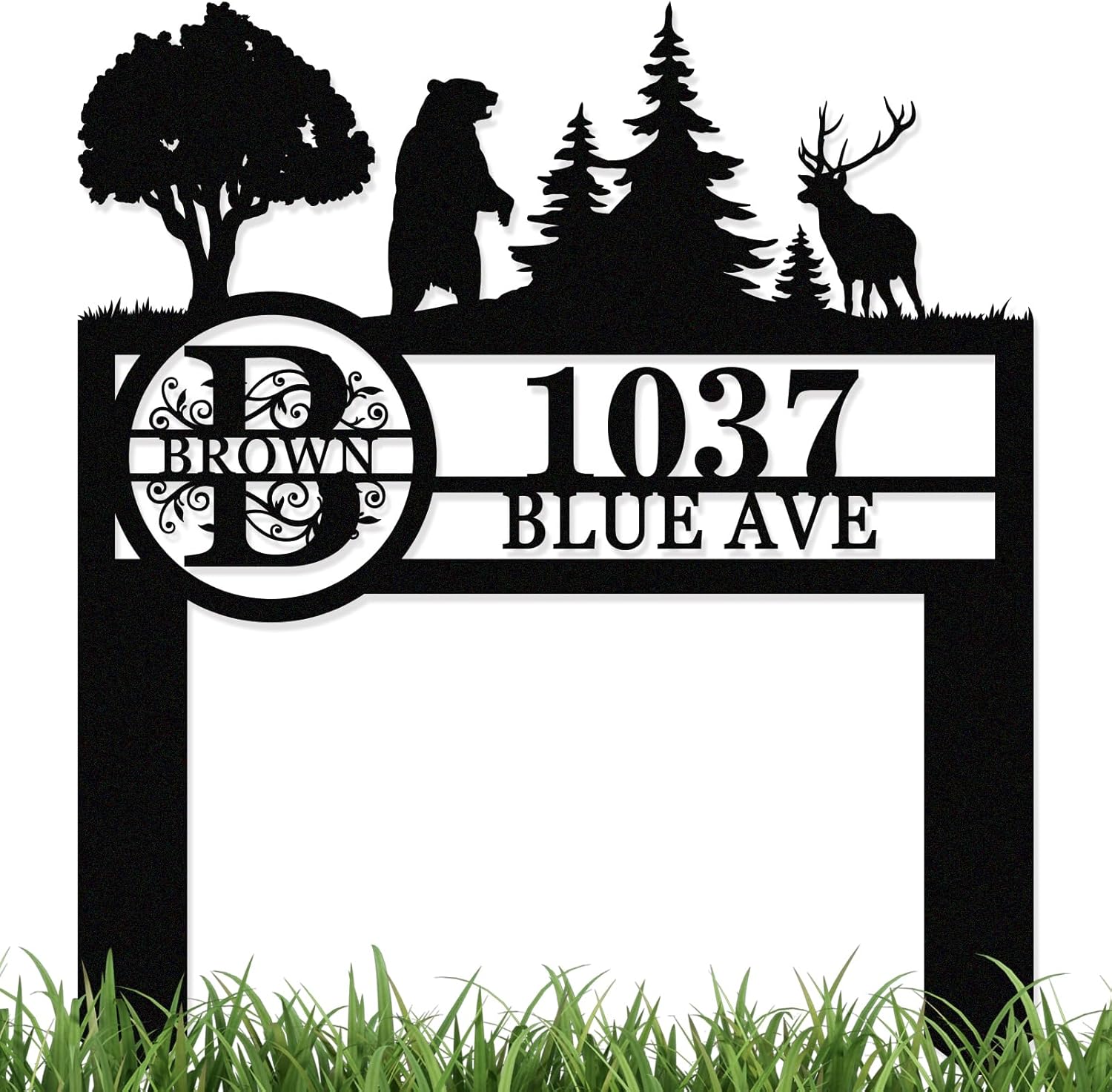 Amazon.com: Personalized Metal Adress Sign With Stakes, Custom House ...