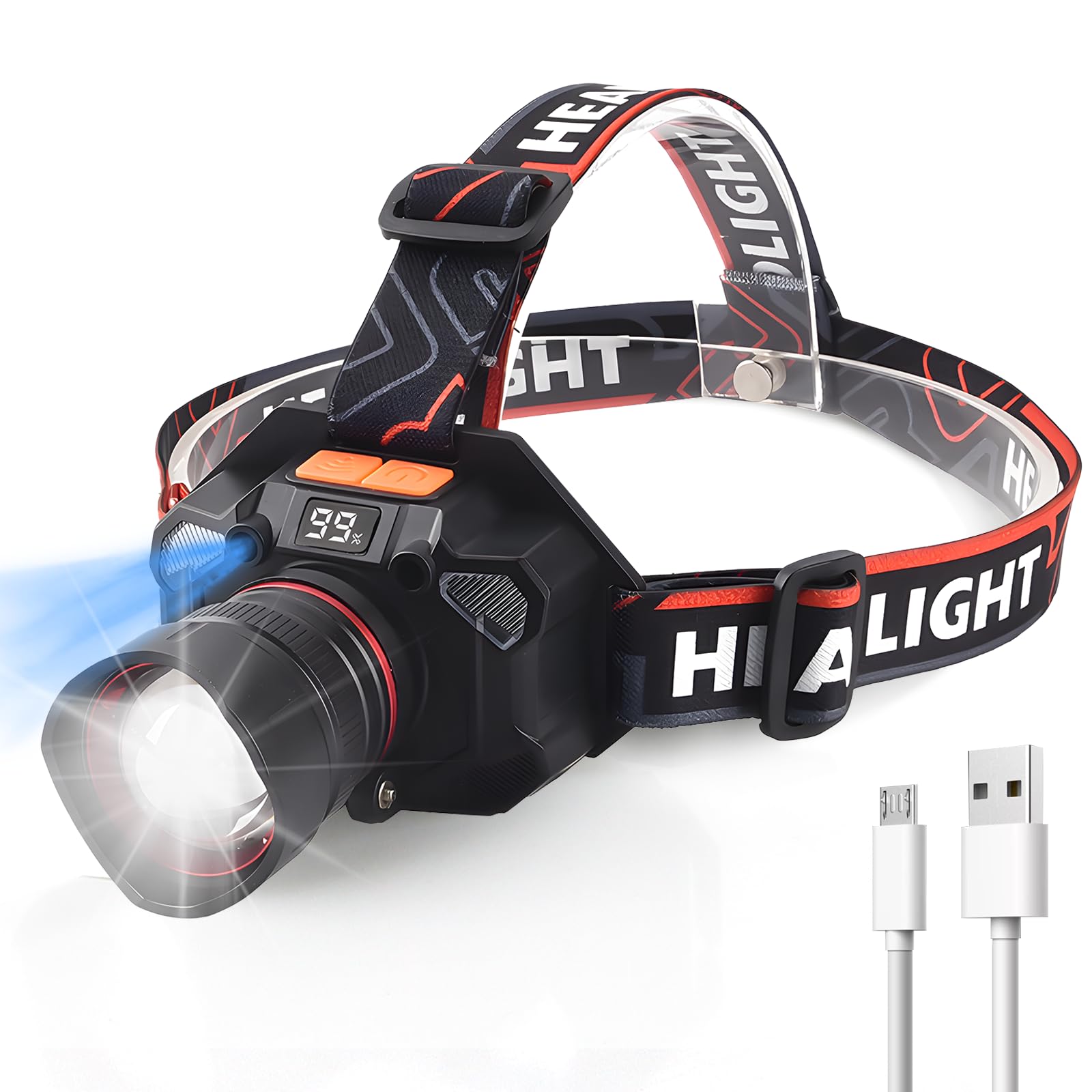 Amazon.com: Headlamp Rechargeable, 100000 High Lumens Super Bright Head ...