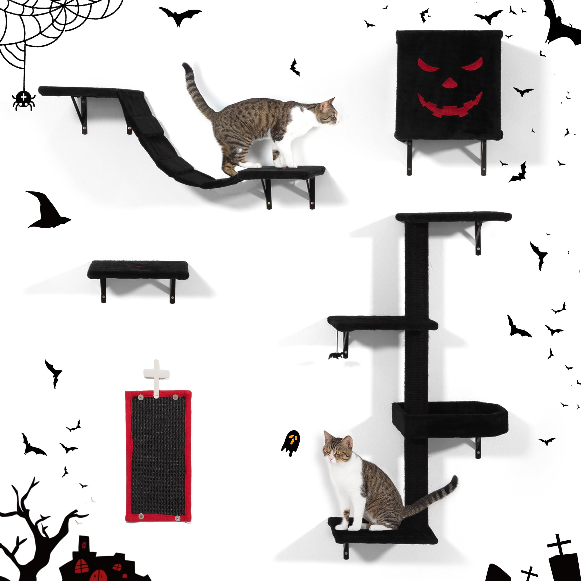Snapklik.com : COZIWOW Cat Wall Shelves, Wall-Mounted Cat Climber Set ...