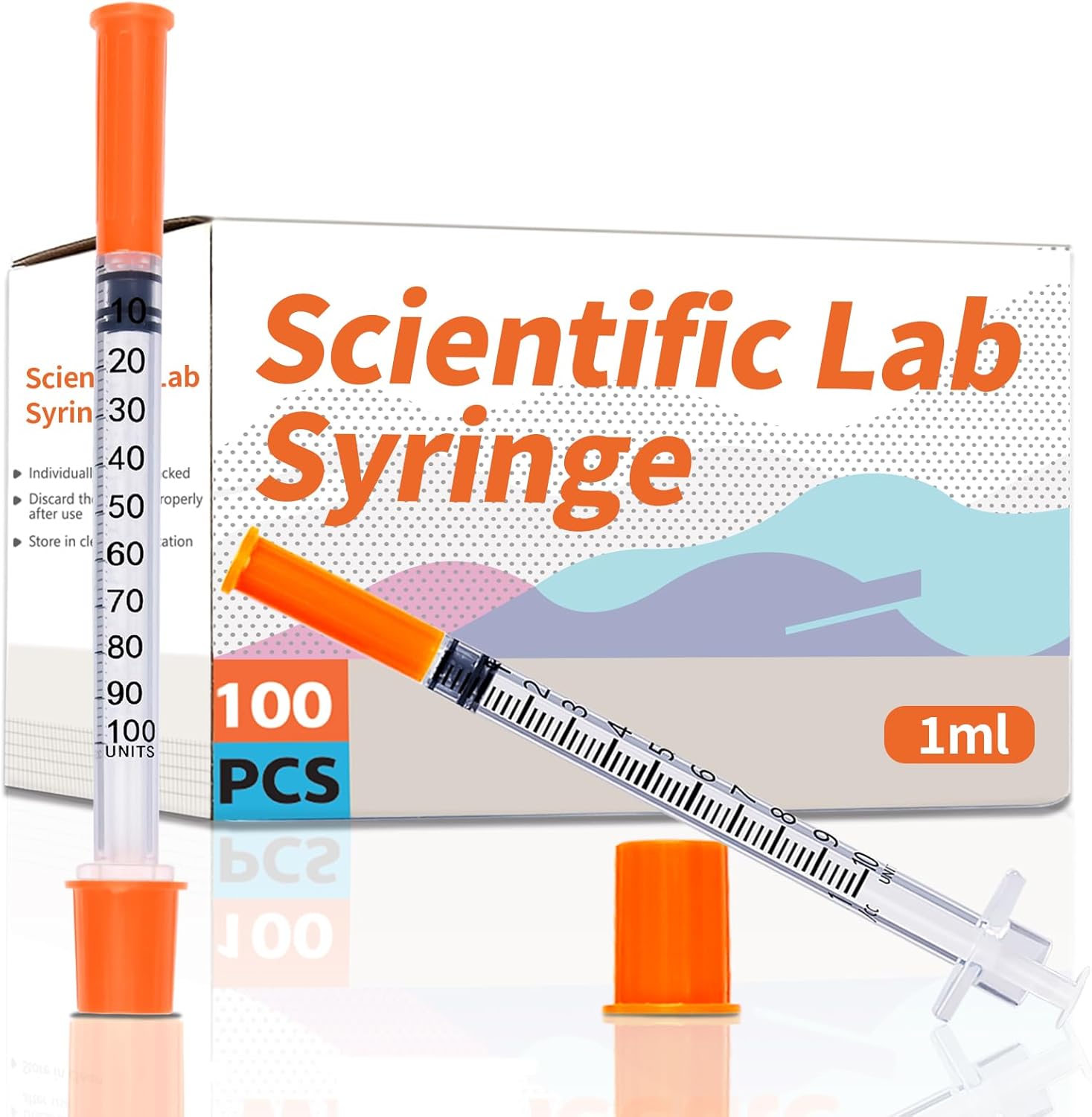 1ml 31G 1/2 inch Syringe, 100 Pack Scientific Lab Syringes, Individual ...
