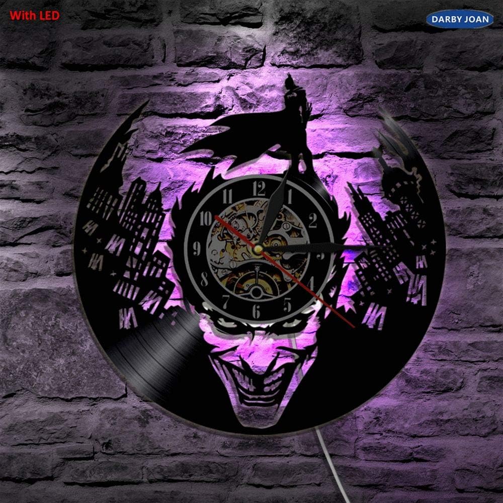Amazon.com: Fancylife Joker Gotham City Led Vinyl Wall Clock Wall ...