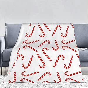 Amazon.com: JOOCAR Christmas Candy Cane Throw Blanket Soft and Warm ...