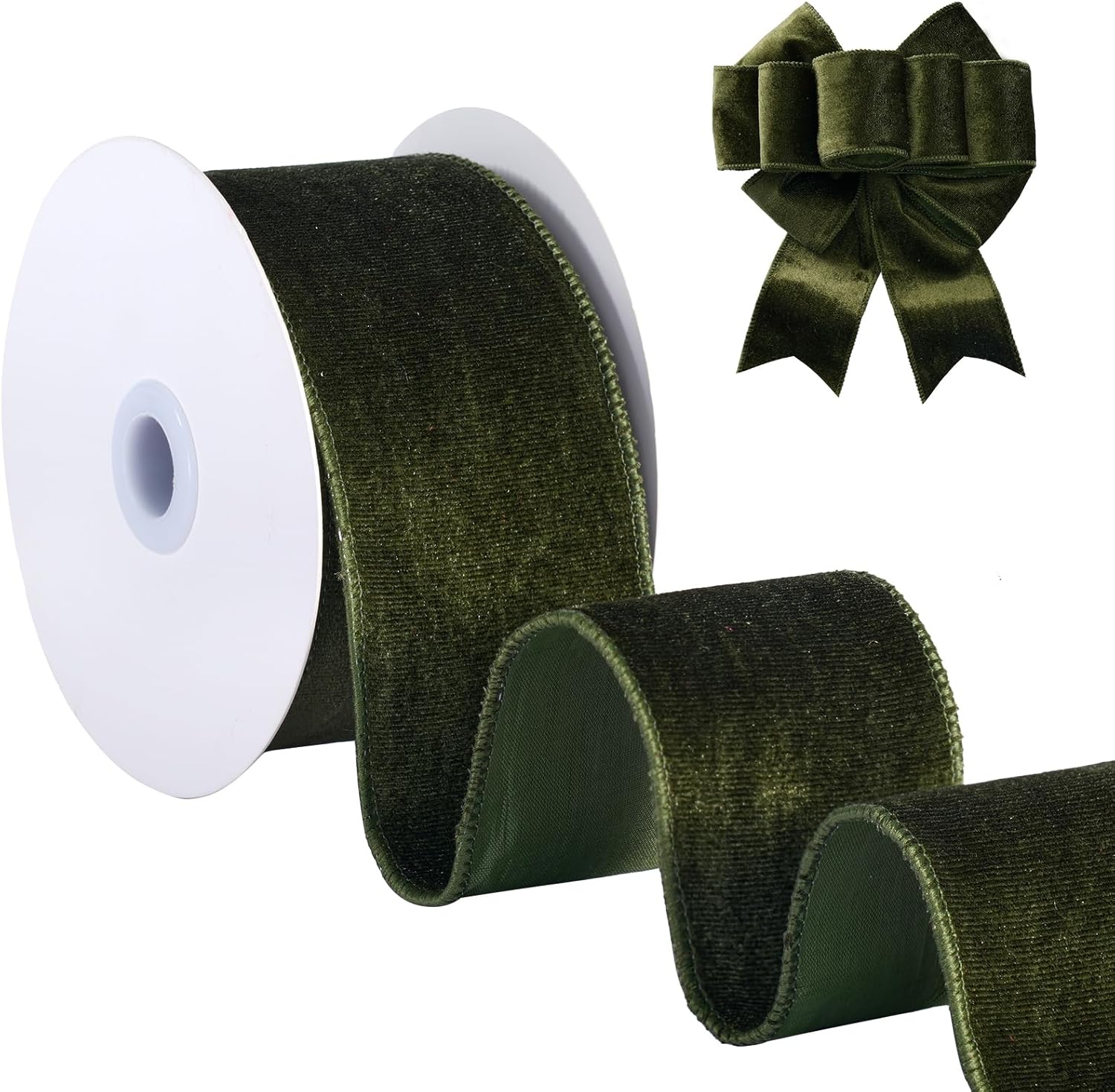 Amazon.com: FAKILO Christmas Wired Velvet Ribbon 2-1/2 inch Moss Green ...