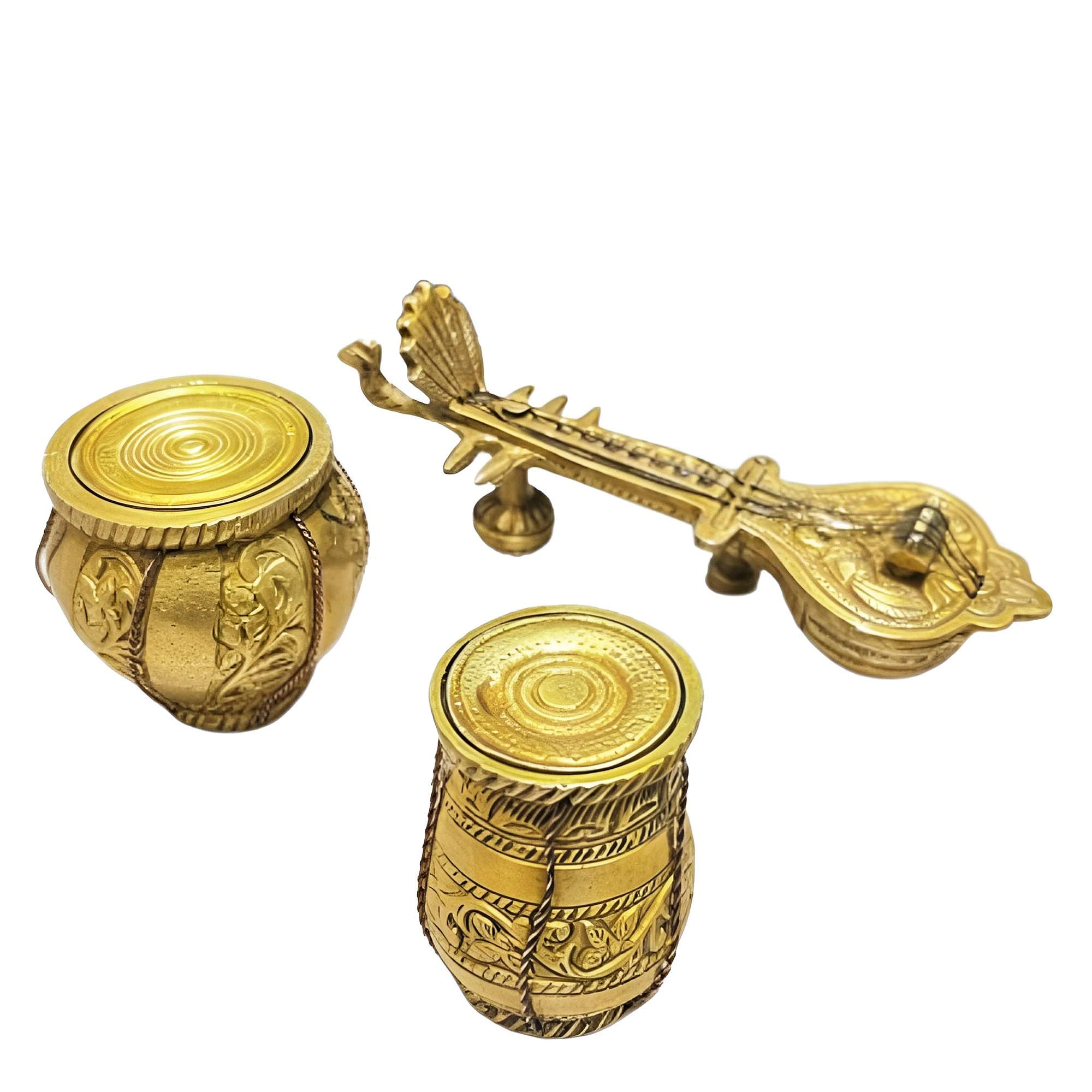 Brass Tabla Sitar & Dugi Set Showpiece for Home Decor/Musical ...