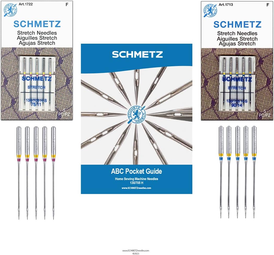 Amazon.com: SCHMETZ Stretch Sewing Machine Needle Combo Pack (10 Needles Total and 1 SCHMETZ ABC ...
