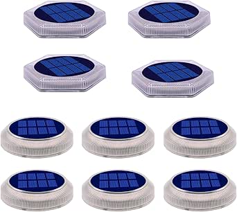 DetarZinLED 10Packs Solar Lights: 6 Packs Round Solar Lights with 4 ...