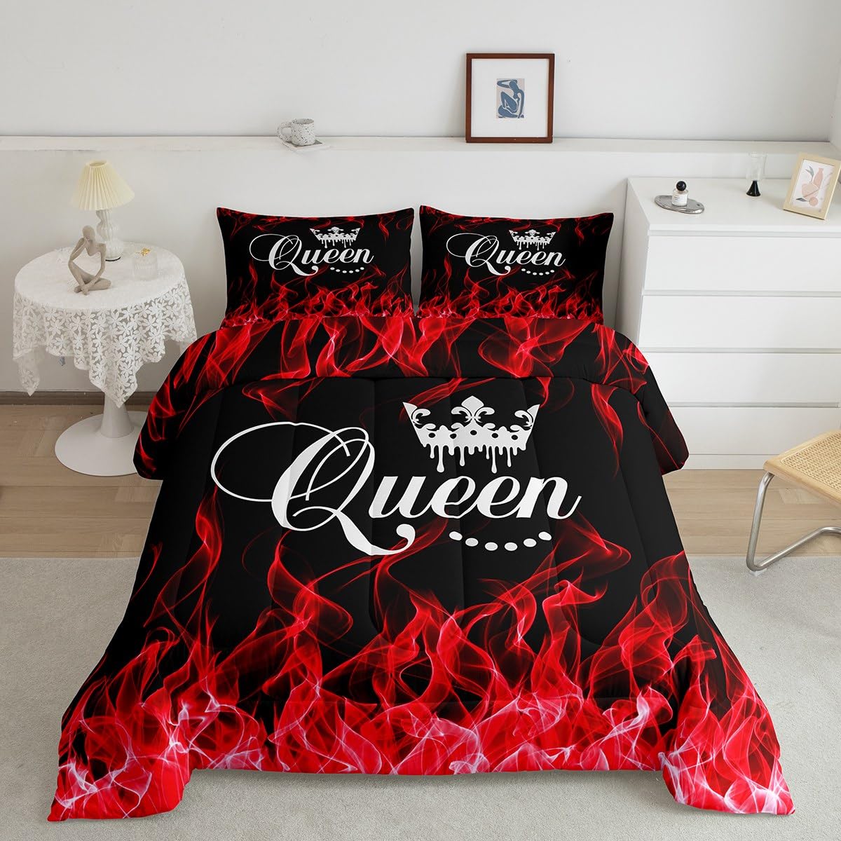 Amazon.com: Feelyou Queen Crown Comforter Set Modern Chic Bedding Set ...