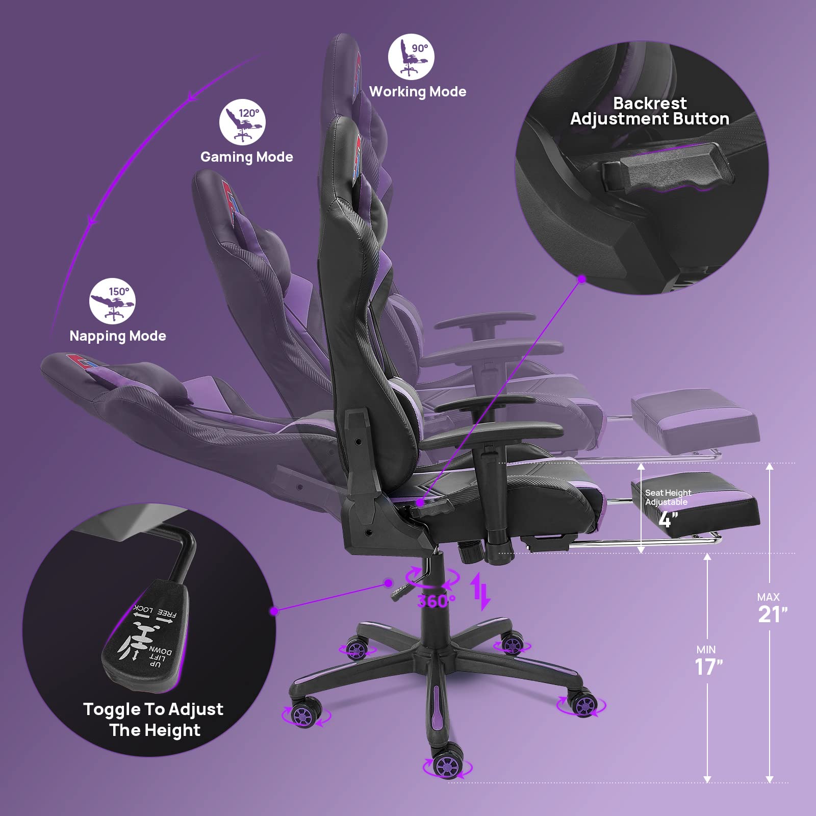 AA Products Gaming Chair High Back Ergonomic Computer Racing Chair ...