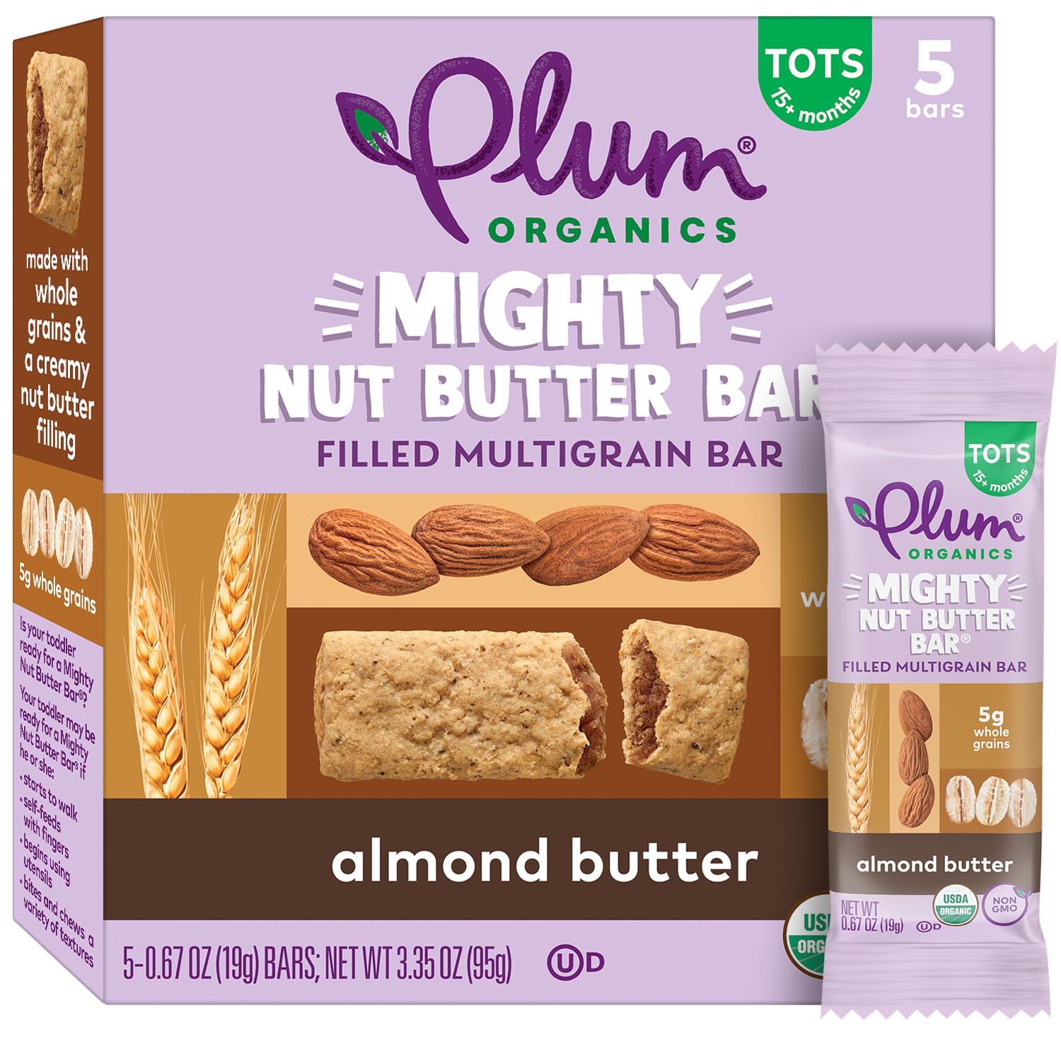 Amazon.com: Plum Organics Mighty Nut Butter Bars - Almond Butter - 0.67 ...