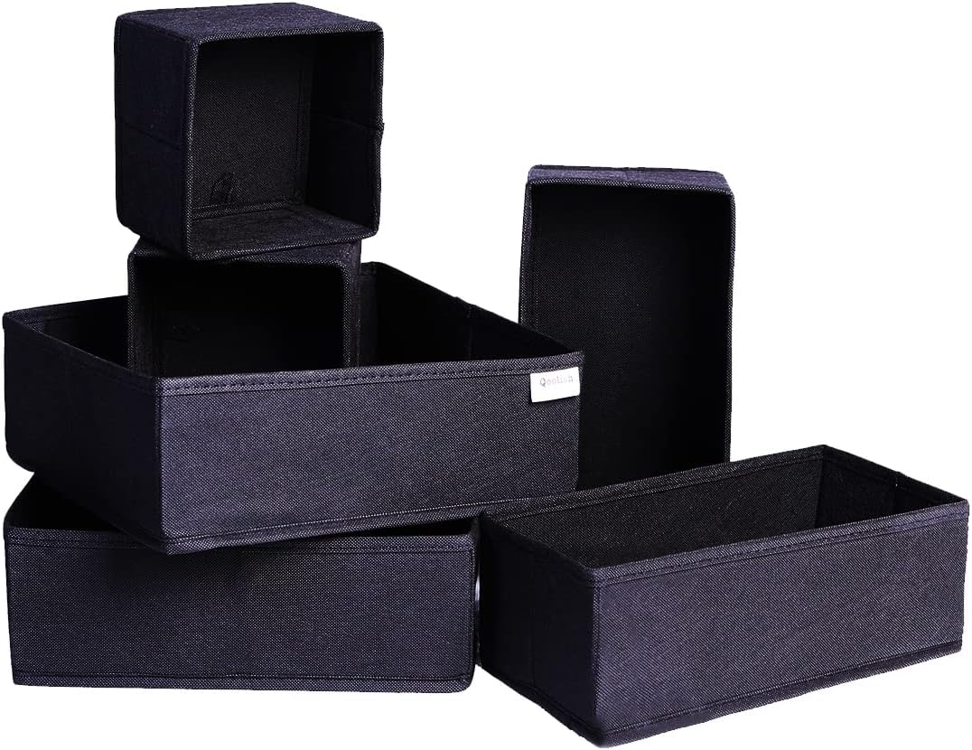 Qoolish Black Drawer Organiser Set of 6 Sturdy Draw Organizer to sort ...