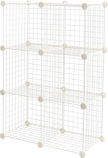 Amazon.com: Amazon Basics 6-Cube Wire Grid Stackable Storage Shelves ...