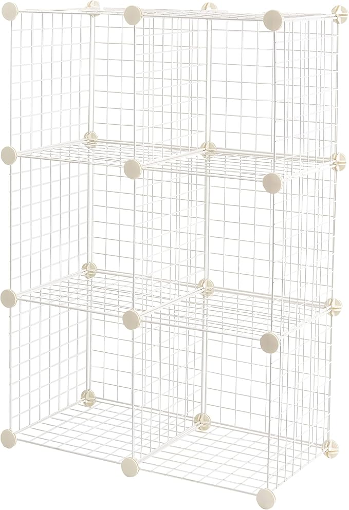 Amazon.com: Amazon Basics 6-Cube Wire Grid Stackable Storage Shelves ...