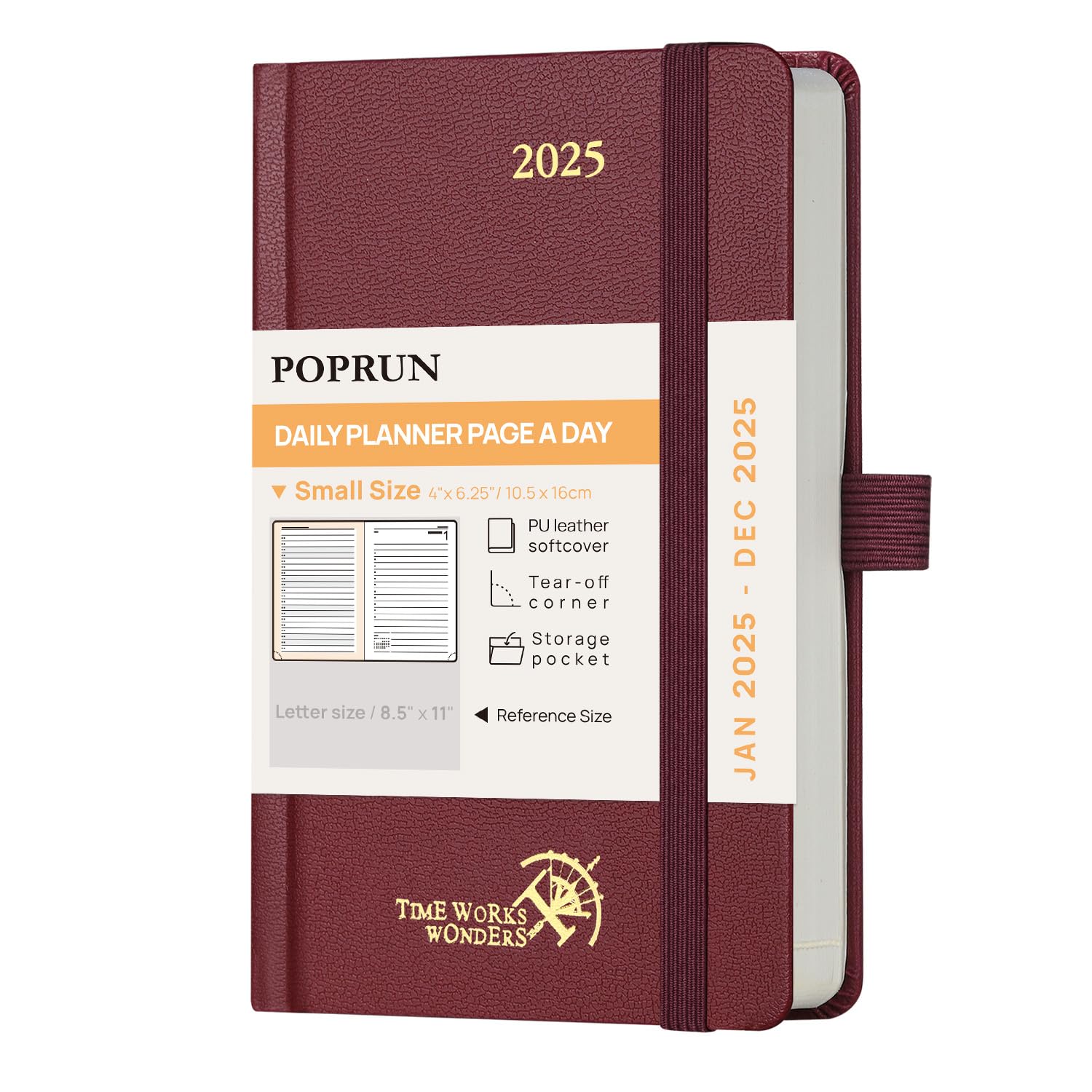 Amazon.com : POPRUN 2025 Pocket Daily Planner One Page Per Day Even ...