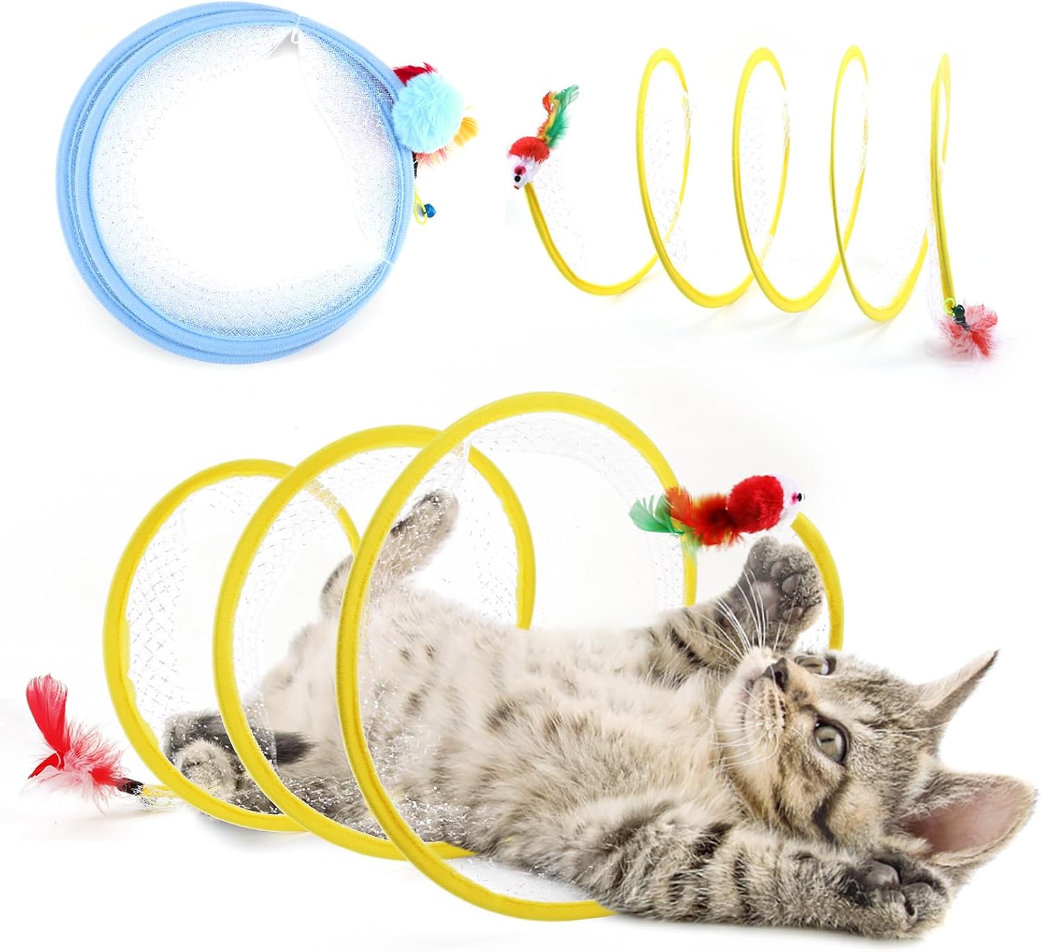 PAKESI 2 Pcs Folded Cat Tunnel Toy,Cat Toy Tunnel for Indoor Cats ...