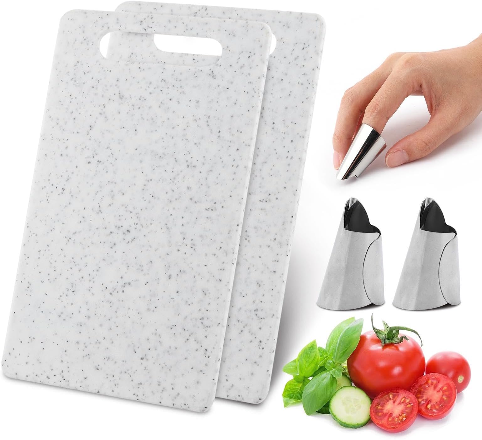 Amazon.com: 2Pcs Small Kitchen Cutting Board with Finger Guards Set ...