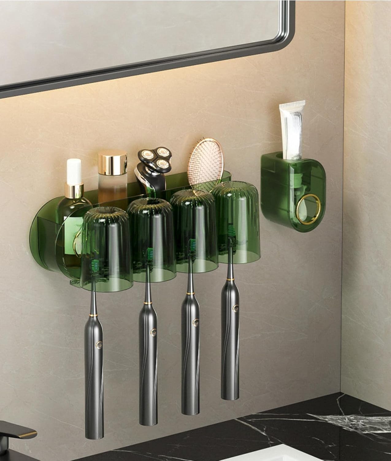 Amazon.com: Toothbrush Storage Rack Wall-Mounted Non-Perforated ...