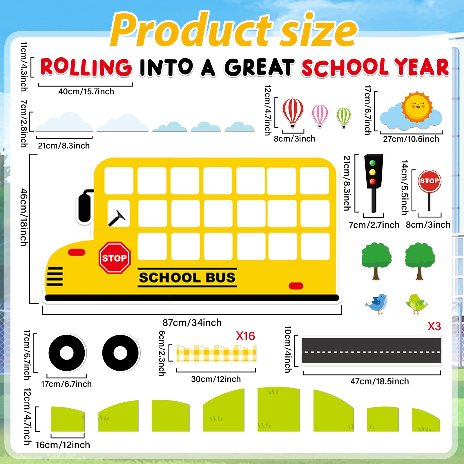 Classroom Decoration 89 Piece Back To School Bus Bulletin Board Set ...
