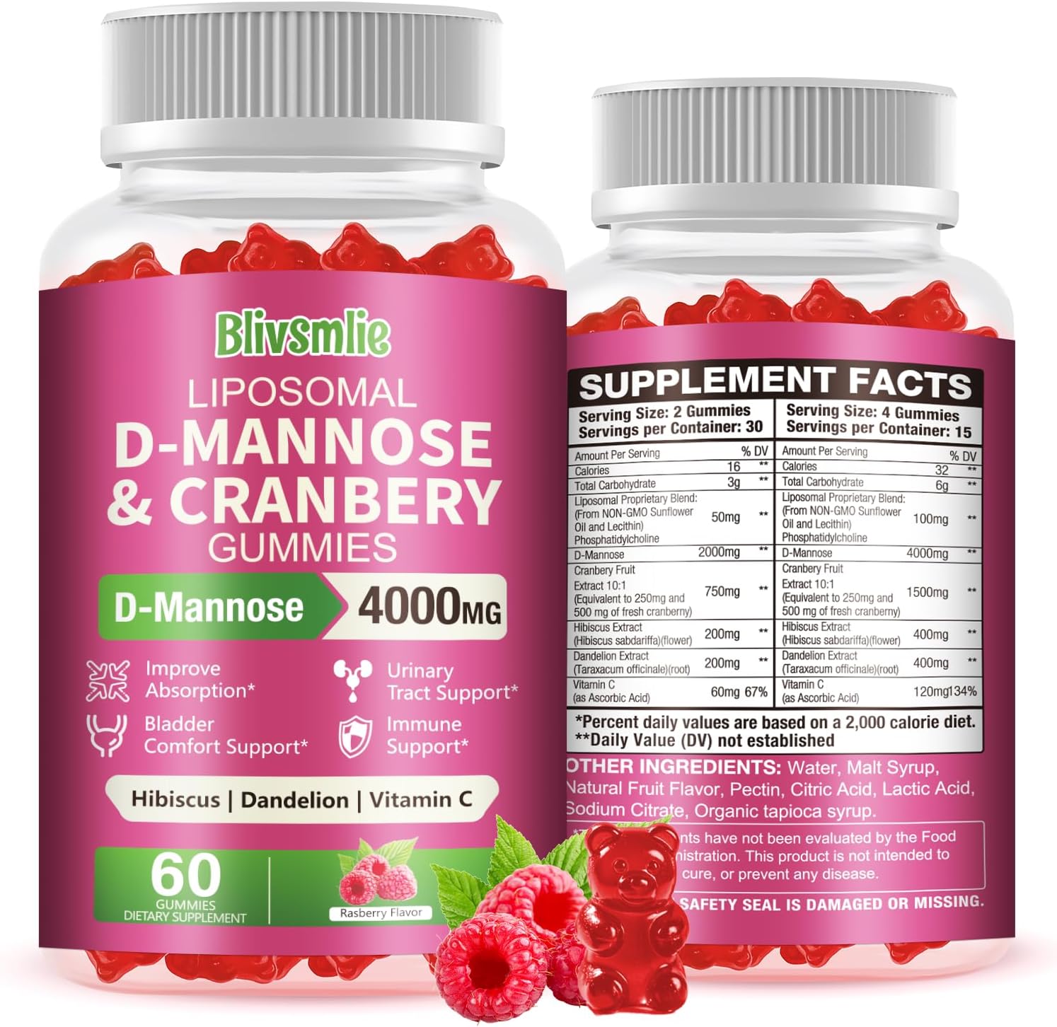 Amazon.com: Blivsmlie Liposomal D-Mannose Gummies 4000mg Complex ...