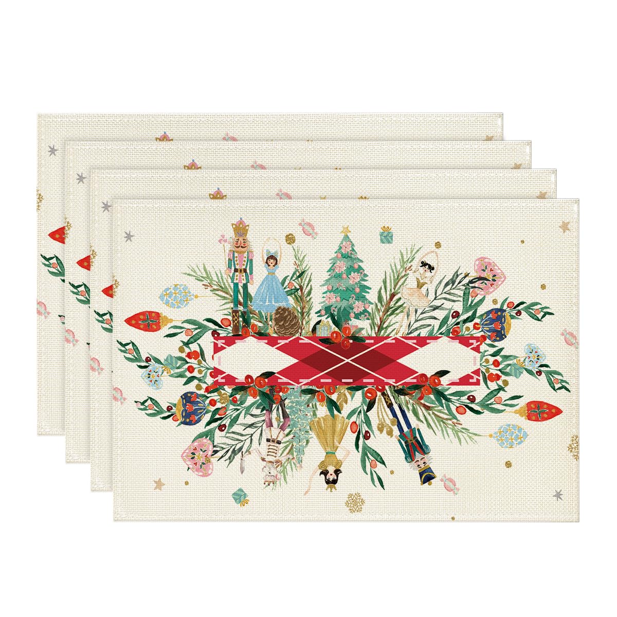 Amazon.com: Artoid Mode Red Nutcracker Floral Holly Christmas Placemats ...