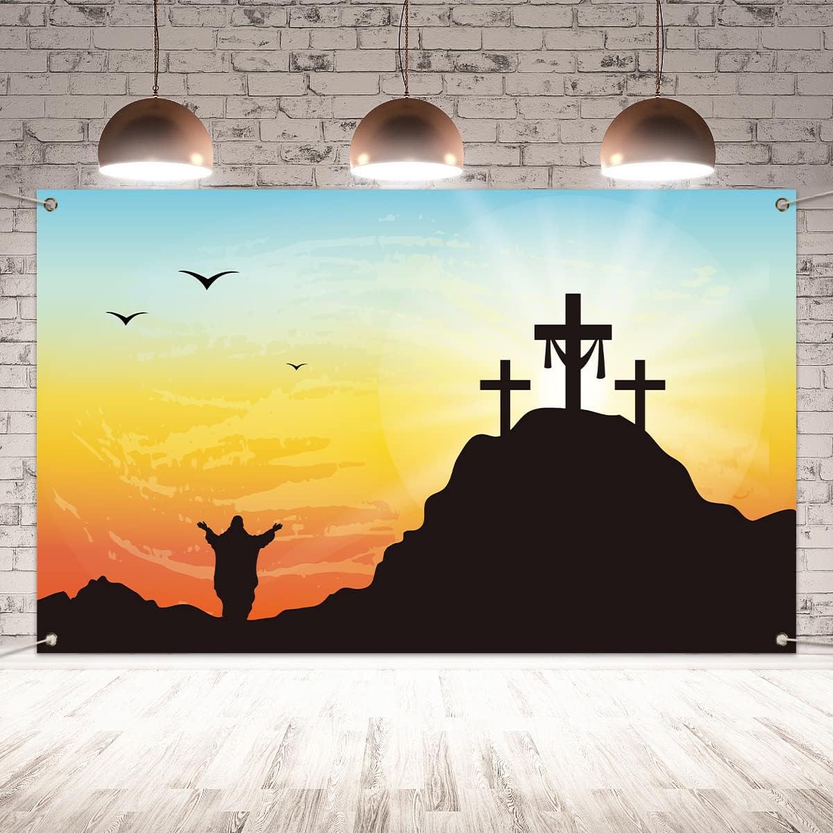 Amazon.com : He is Risen Photo Booth Backdrop Easter Christian Cross ...