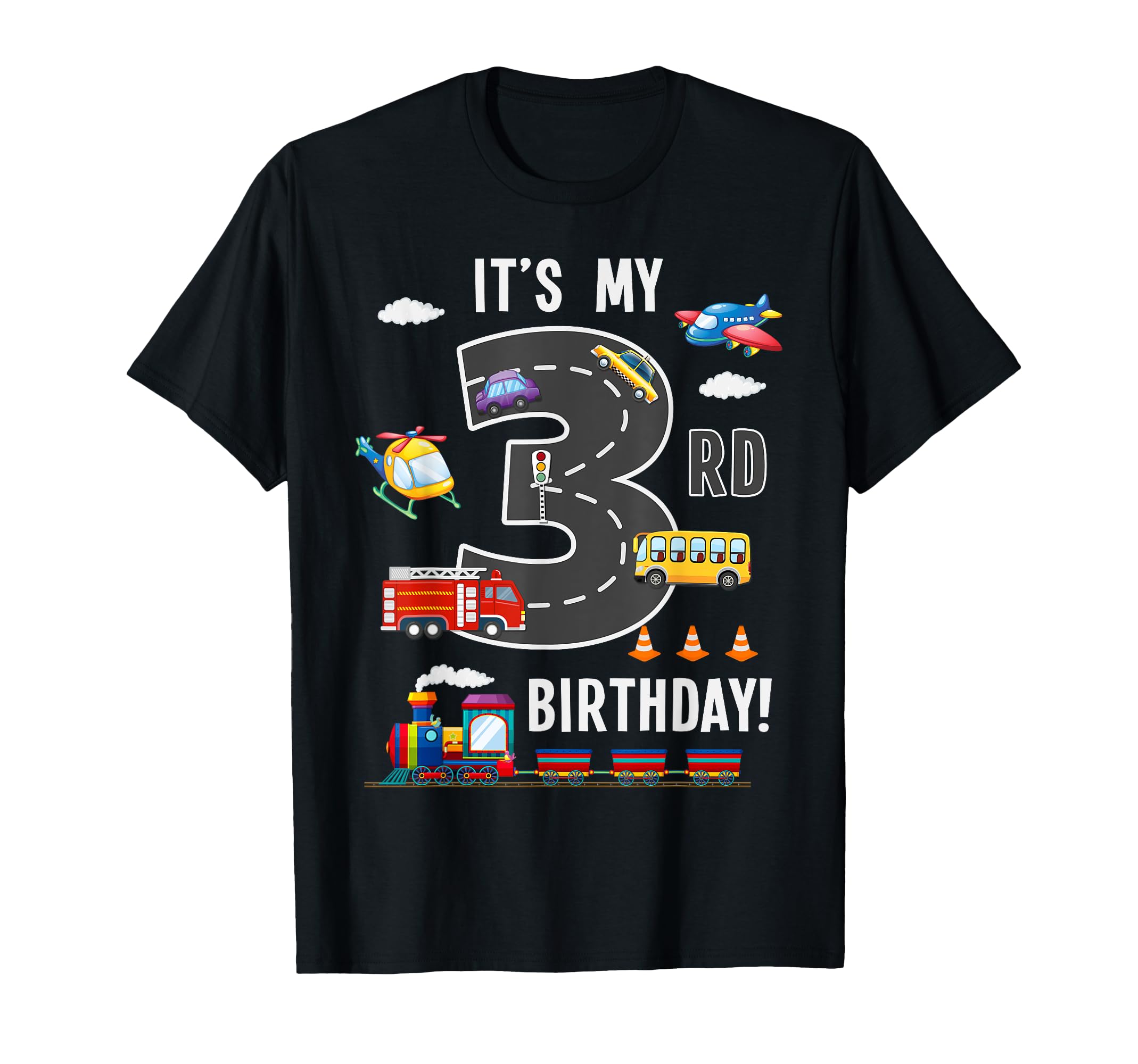 Amazon.com: Its My 3rd Birthday Boy 3 Bday Train Car Fire Truck ...