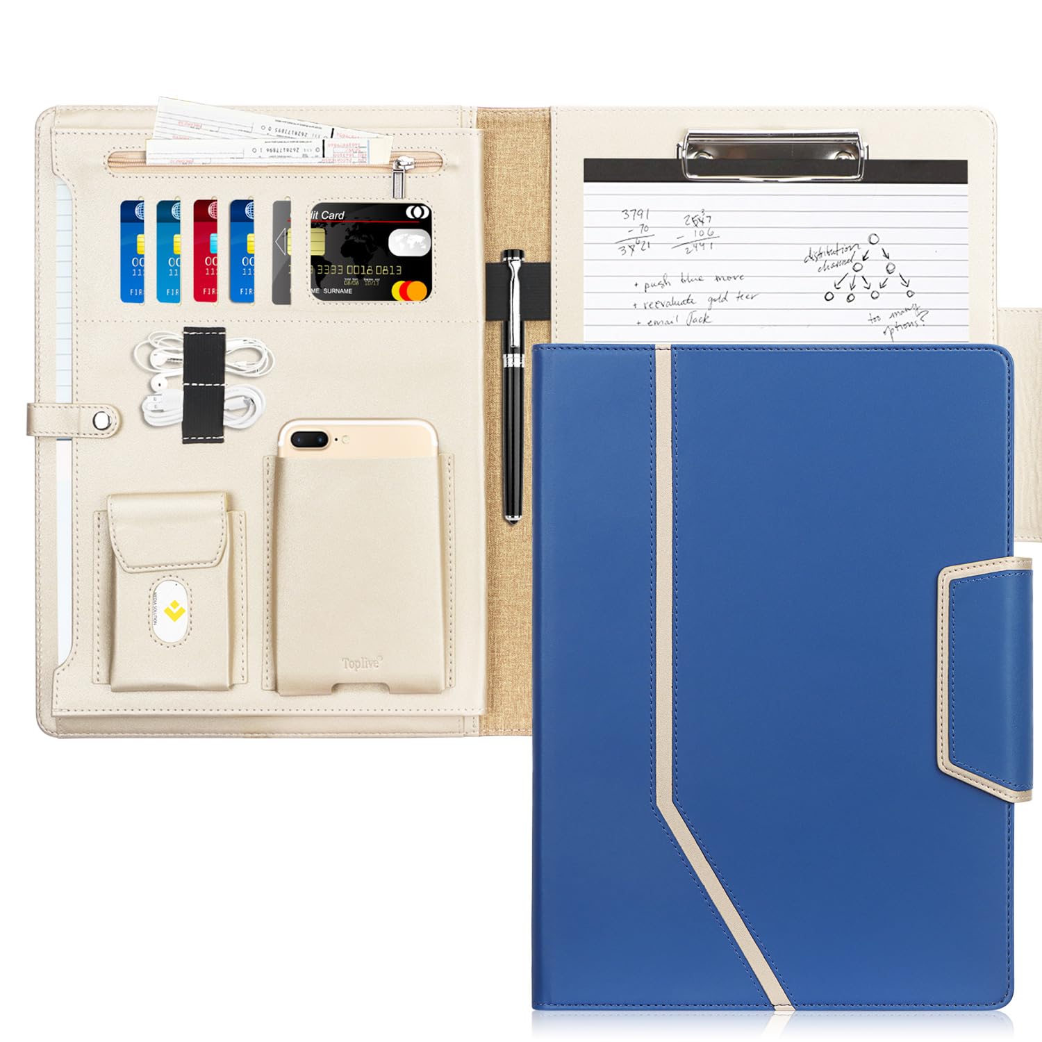 Amazon.com : Toplive Padfolio Portfolio Case, Conference Folder ...