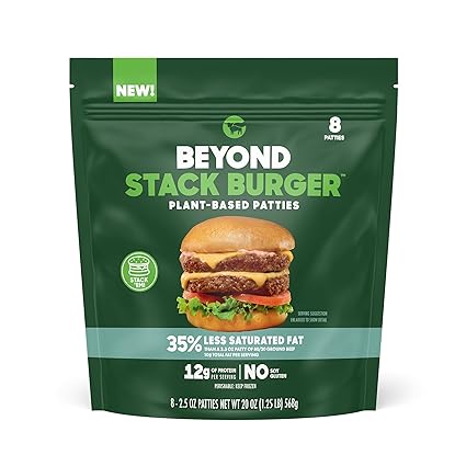 Amazon.com: Beyond Meat Stack Burger Plant-Based Patties, 2.5 Ounce ...