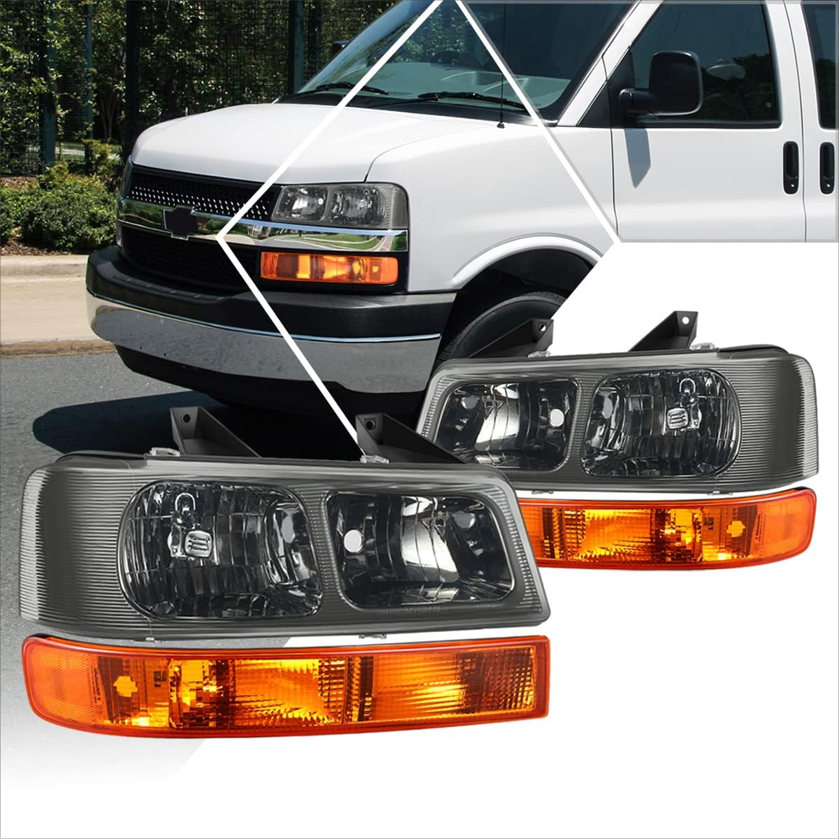 Amazon.com: PM PERFORMOTOR Headlights Assembly+Bumper Lamps Compatible ...