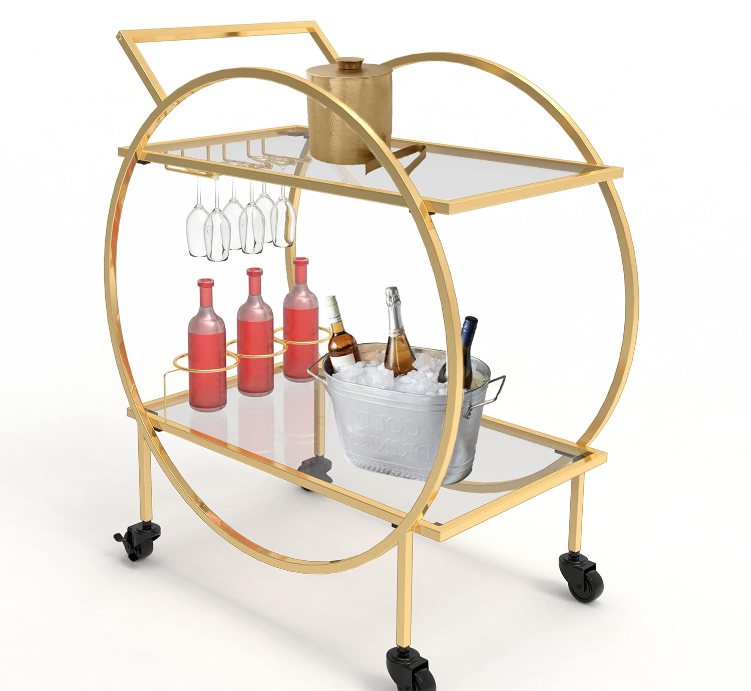 CORSICA DESIGNS | Aamna 2-Tier Round Bar Trolley | Sturdy & Rust ...