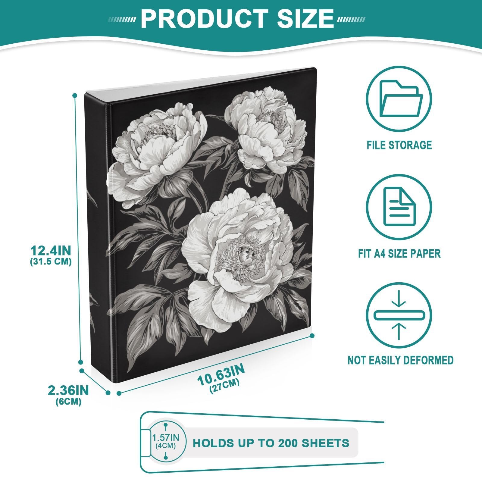 Peony Design School Binder Floral Peony 3-Ring Binder With Clipboard ...