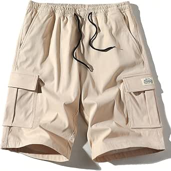 WDIRARA Men's Drawstring Waist Cargo Shorts Straight Leg Flap Pocket ...