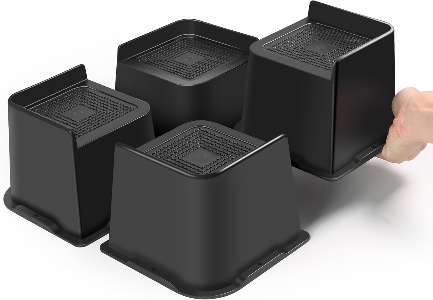 Amazon.com: Sunifier Bed Risers 4 inch Heavy Duty 4 Pack, L Shape ...