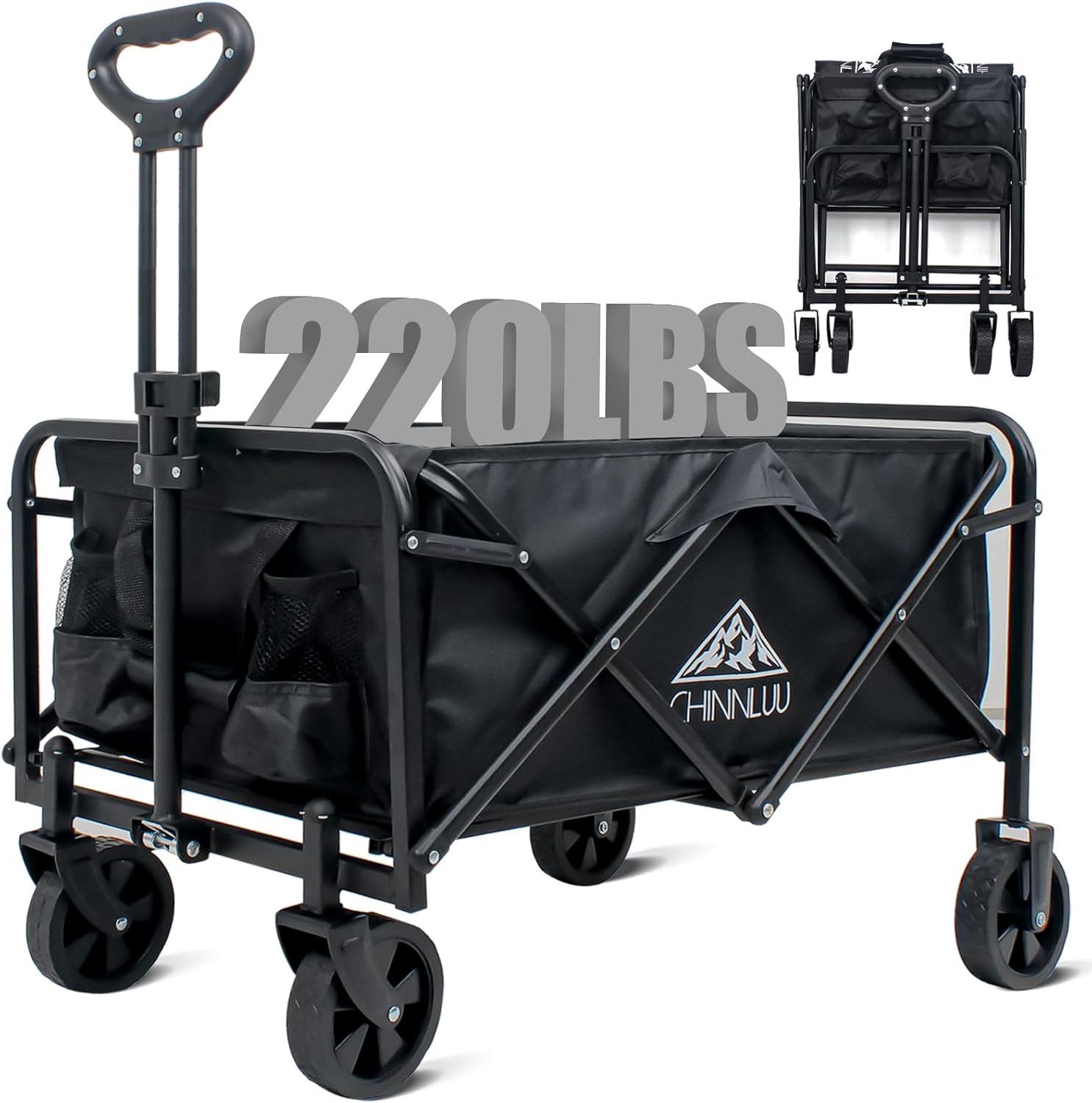 Amazon.com: Foldable Wagon with 220lbs Large Capacity, Lightweight ...